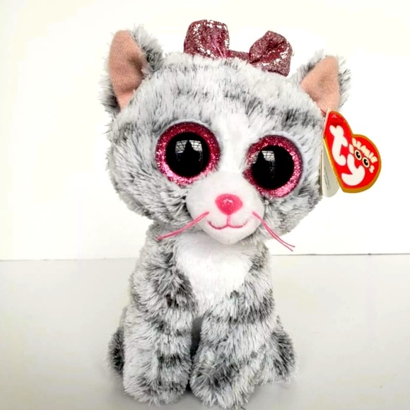 Toys | Ty Beanie Boo Boos Kiki Kitty The Cat 6 Inches Gray And White ...